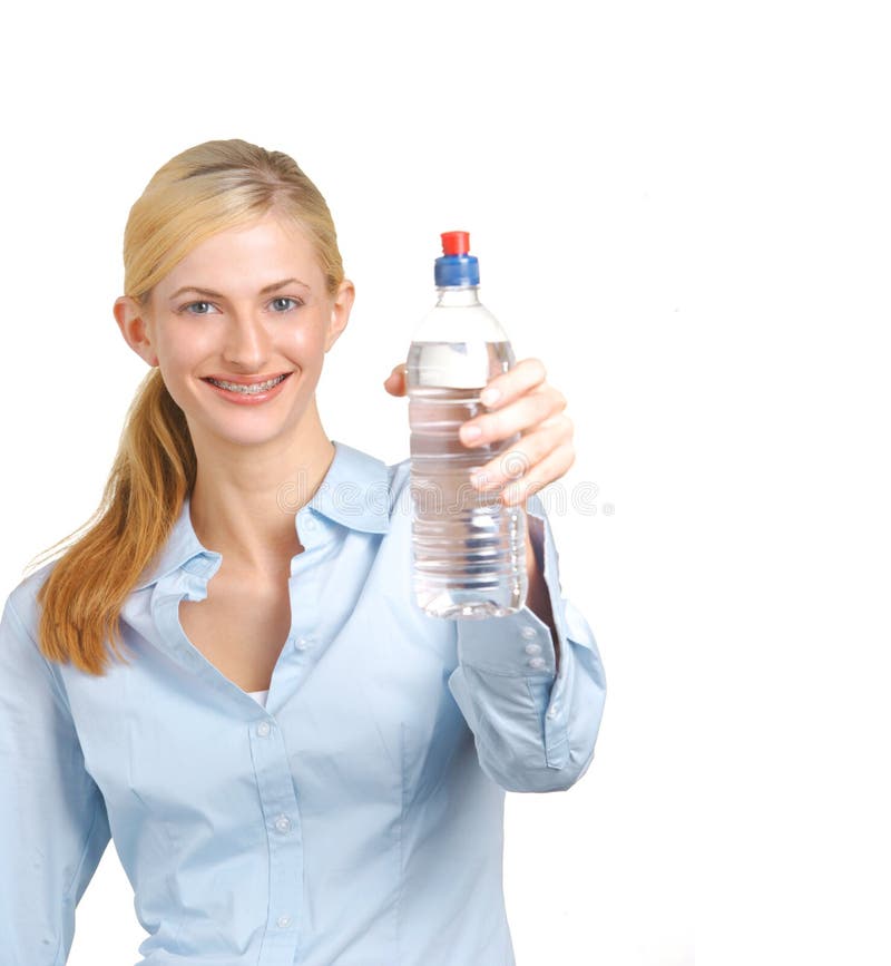 Business Woman Drinking Water Stock Image - Image of beauty, isolated ...