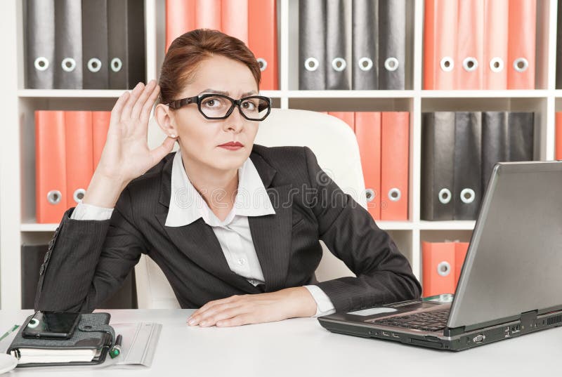 Woman With Big Ear Eavesdropping Stock Image - Image of funny ...