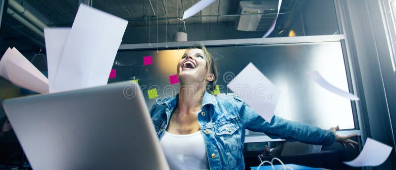 Business Woman Enjoy Her Work. Stock Photo - Image of attractive, paper ...