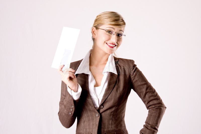 Business Woman with an Envelope Stock Image - Image of notice ...