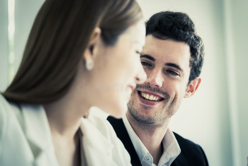 Business Woman Falling in Love with Boss at Work Stock Photo - Image of ...