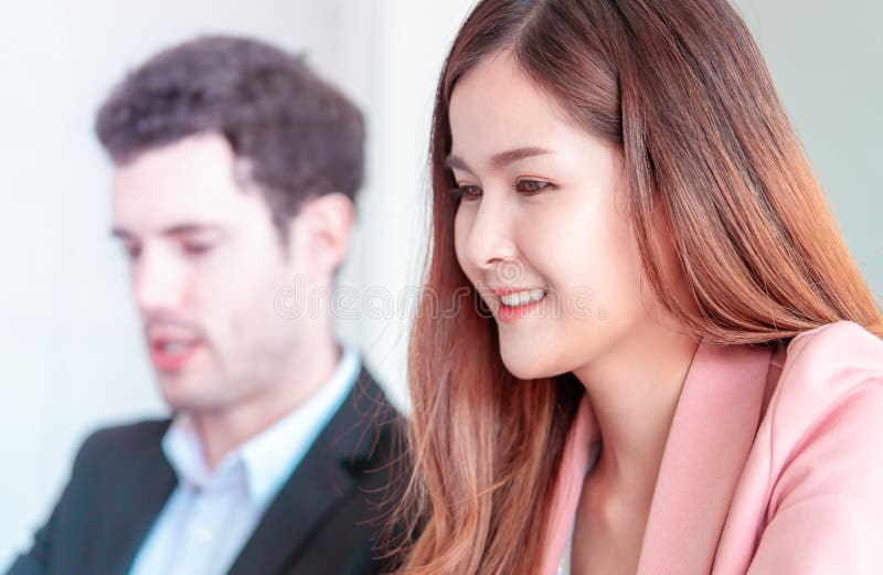 Business Woman Falling in Love with Boss at Work Stock Photo - Image of ...