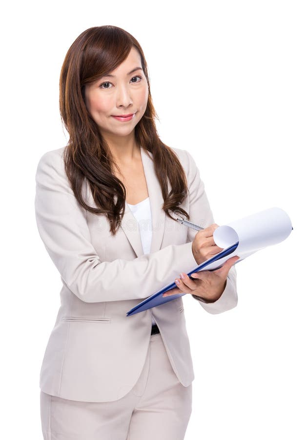 Business Woman with File Pad Stock Photo - Image of lawyer, folder ...
