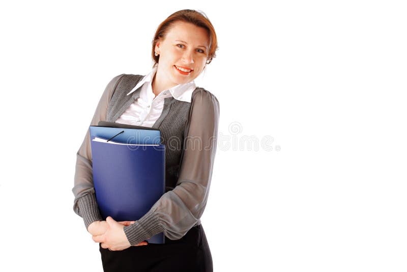 Business woman with files stock photo. Image of book - 10540580