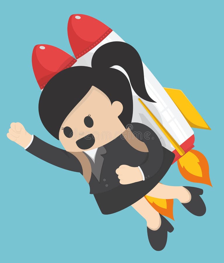 Business Woman Flying Off with Jet Pack Stock Vector - Illustration of ...