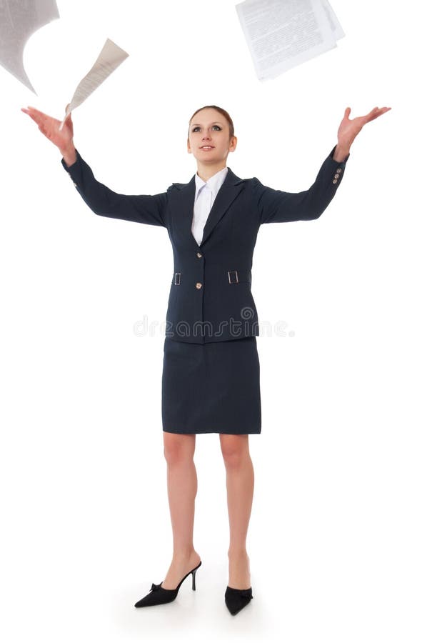 Business Woman and Flying Paper Stock Image - Image of secretary ...