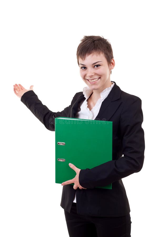 Business woman with folder stock photo. Image of happy - 16586898