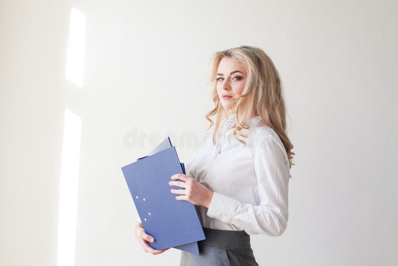 Business Woman with Folders of Documents Stock Photo - Image of ...