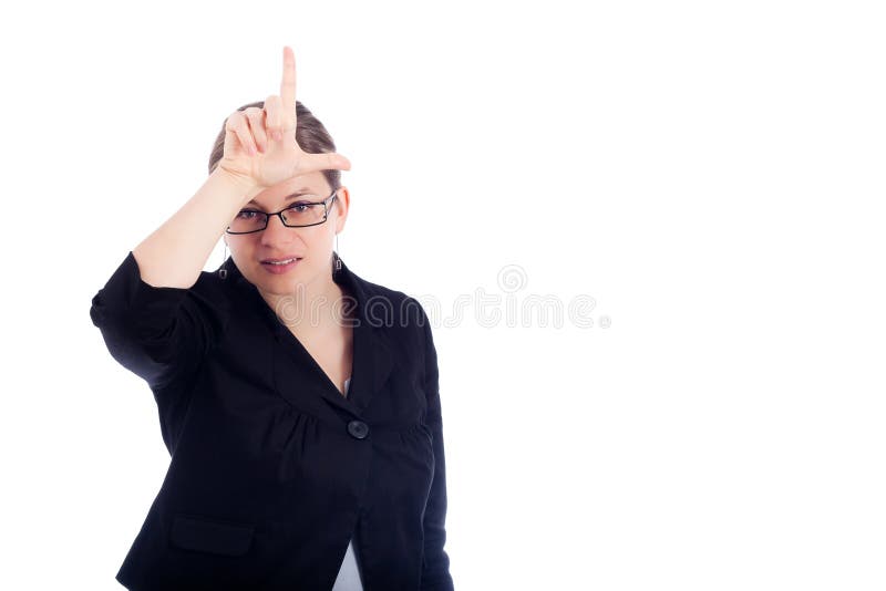 Woman gesture loser sign stock photo. Image of diss, background - 22466878