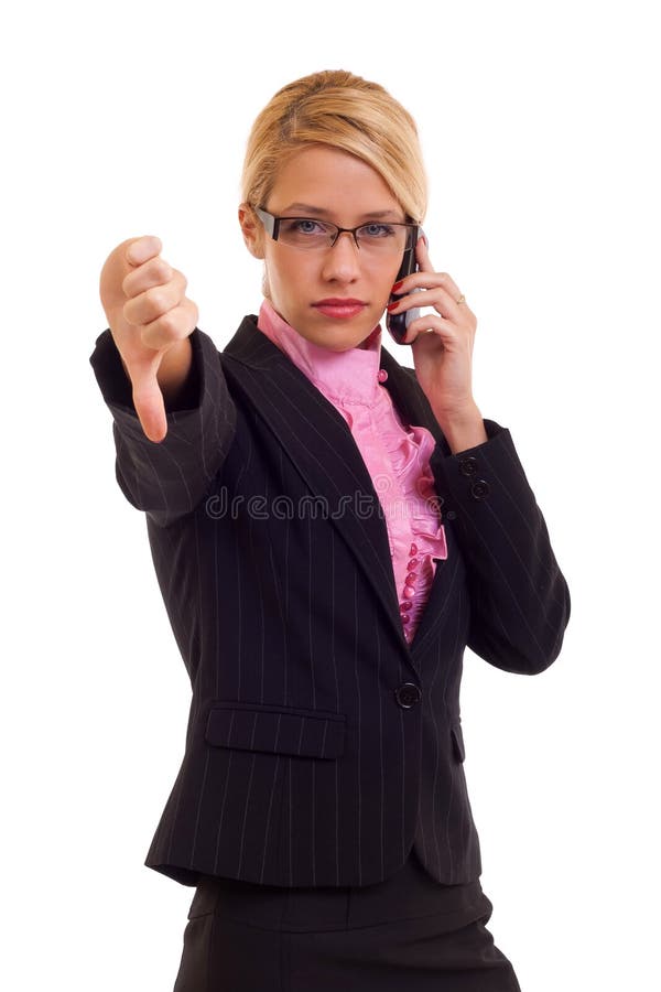 Business Woman Gesturing Thumbs Down Stock Image - Image of gesturing ...