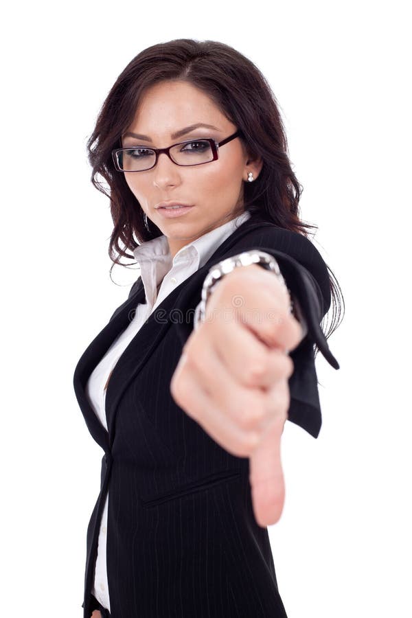 Business Woman Gesturing Thumbs Down Stock Image - Image of beautiful ...