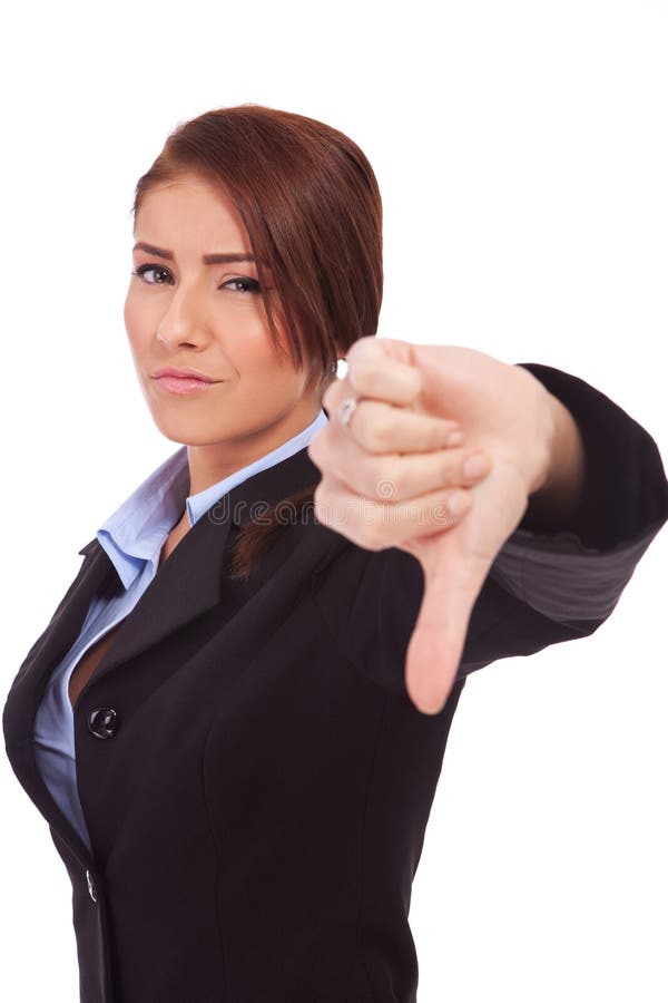 Woman Gesturing Thumbs Down Stock Photo - Image of closeup, human: 16586950