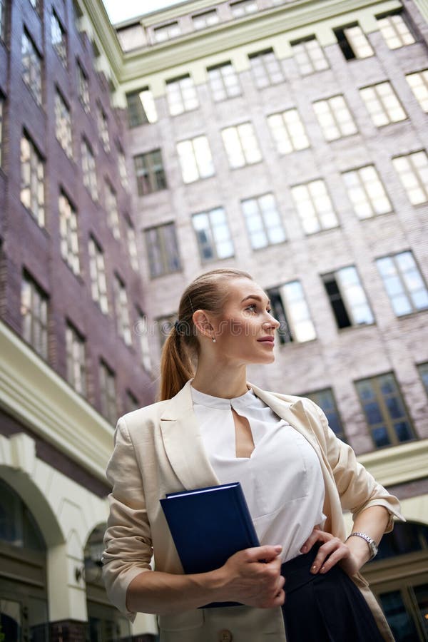 Business Woman Going To Work with Notebook Stock Image - Image of notes ...