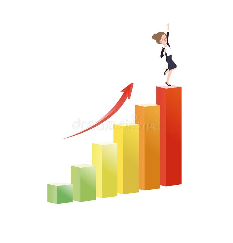 Business Woman Growing Increase a Graph Success Growth Stock Vector ...