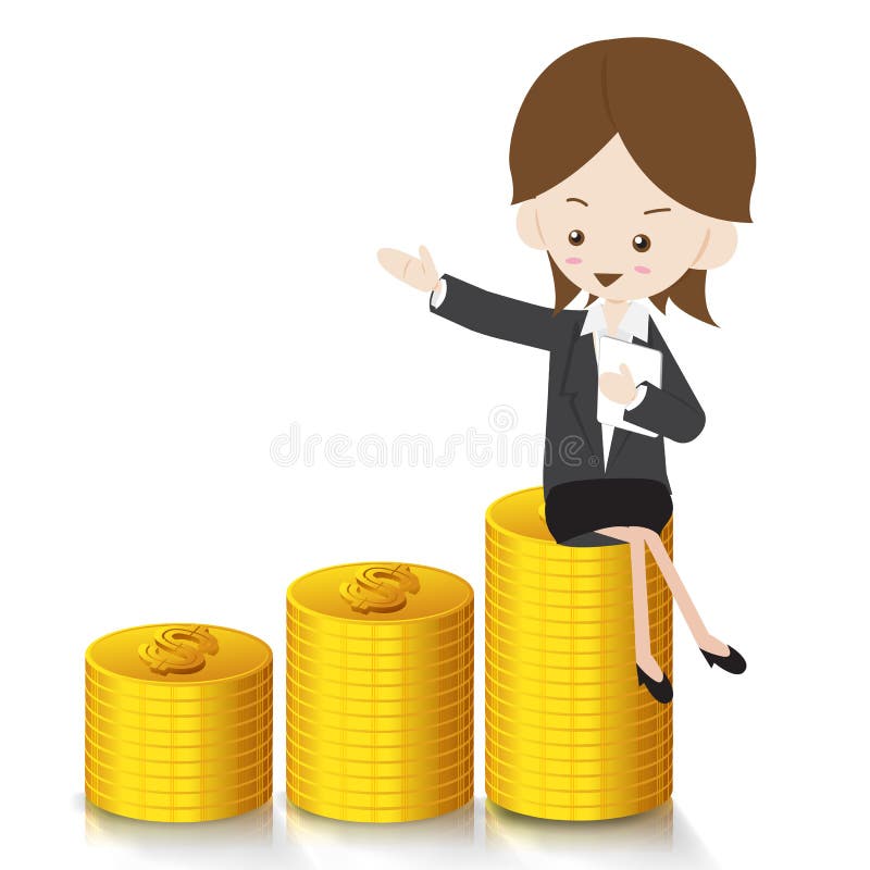 Business Woman with Growing Money Stock Illustration - Illustration of ...