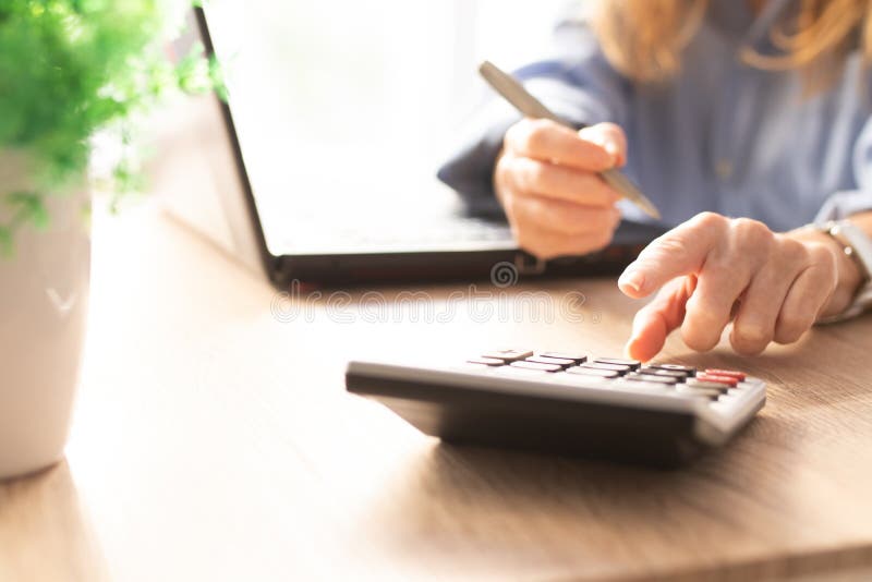 Business Woman Hand with Calculator Stock Image - Image of income ...