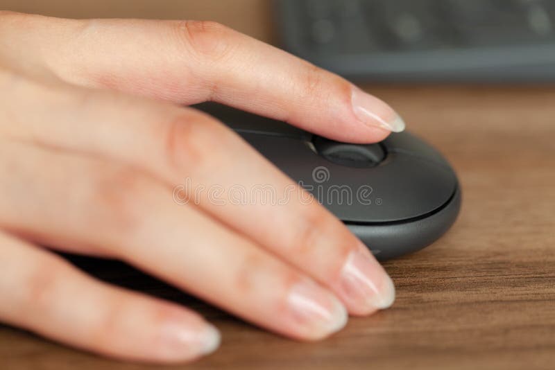 Business Woman Hand on Computer Keyboard Wireless Mouse Stock Image ...