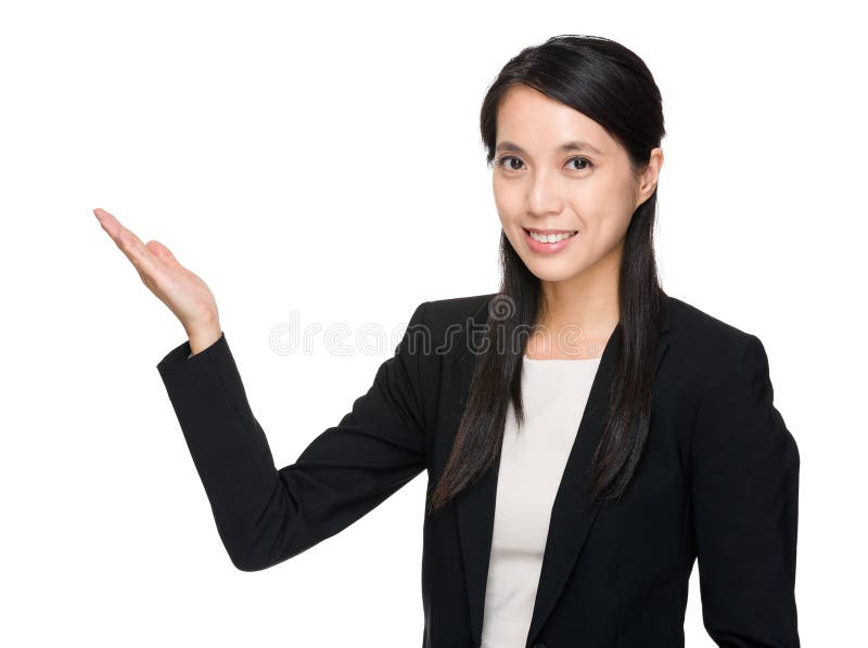 Business Woman with Hand Presentation Stock Image - Image of ...