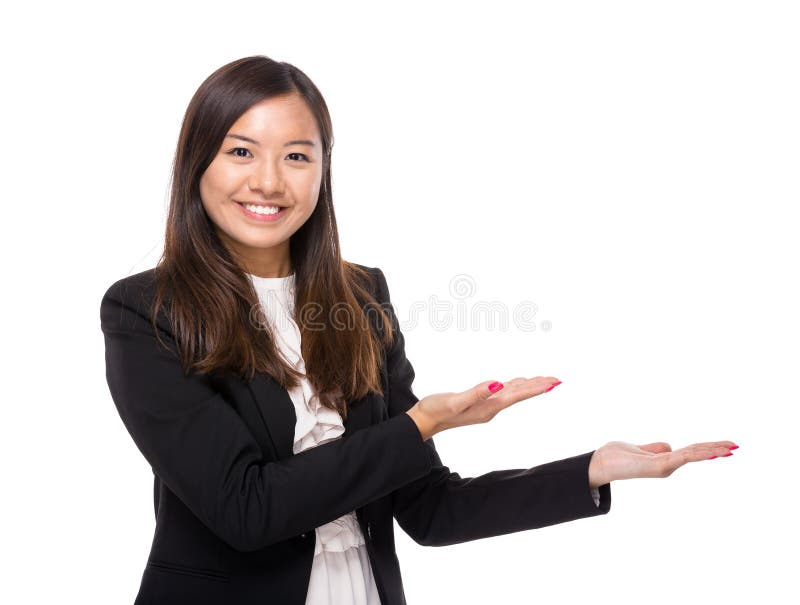 Business Woman with Hand Presentation Stock Image - Image of manager ...