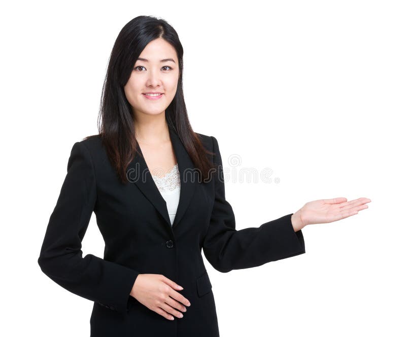 Business Woman Hand Show Something Stock Photo - Image of asia ...