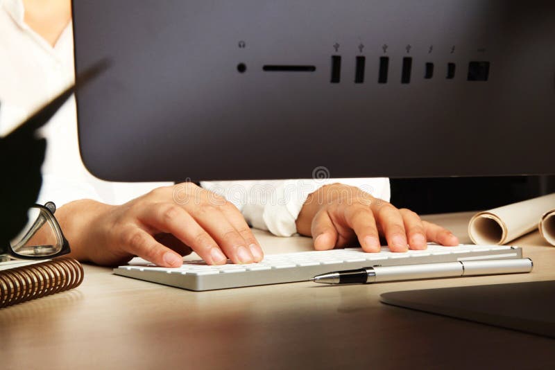 Business Woman Hand Using Computer Stock Photo - Image of notebook ...