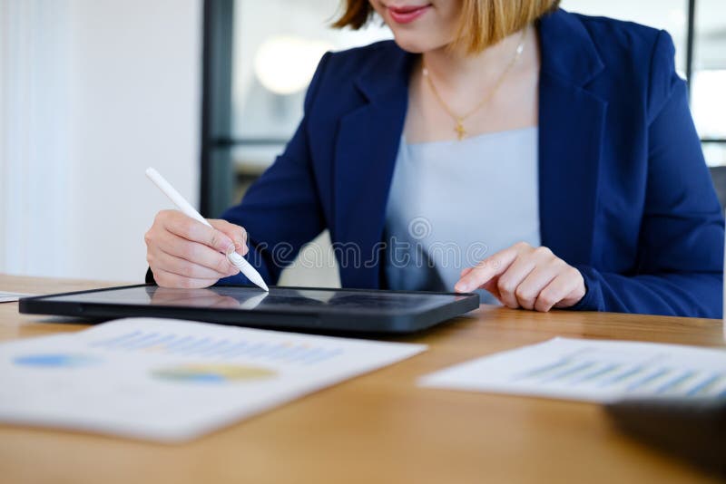 Working on Digital Tablet and Laptop Computer Stock Image - Image of ...
