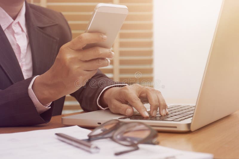 Business Woman Hands Using Mobile Smart Phone . Stock Image - Image of ...