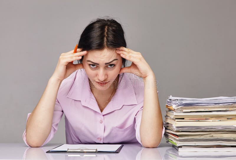 Business Woman at Hard Office Work Stock Image - Image of face, social ...