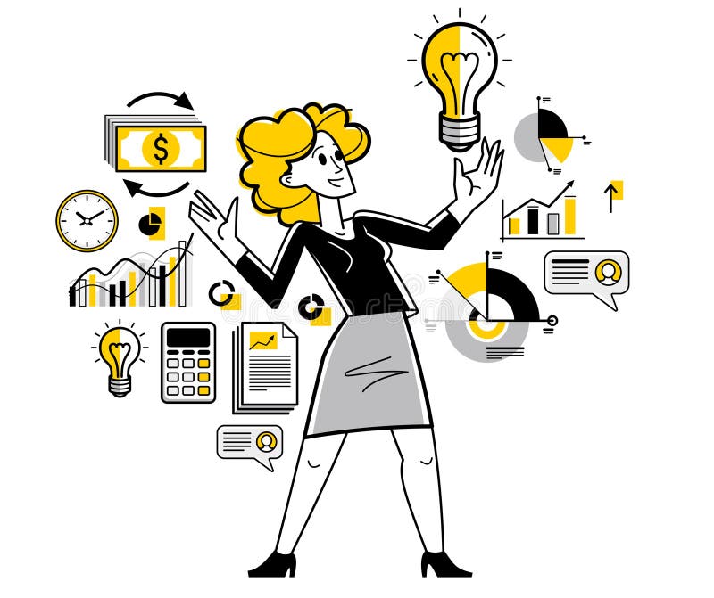 Business Woman Have a Bright Idea about Development or New Startup ...