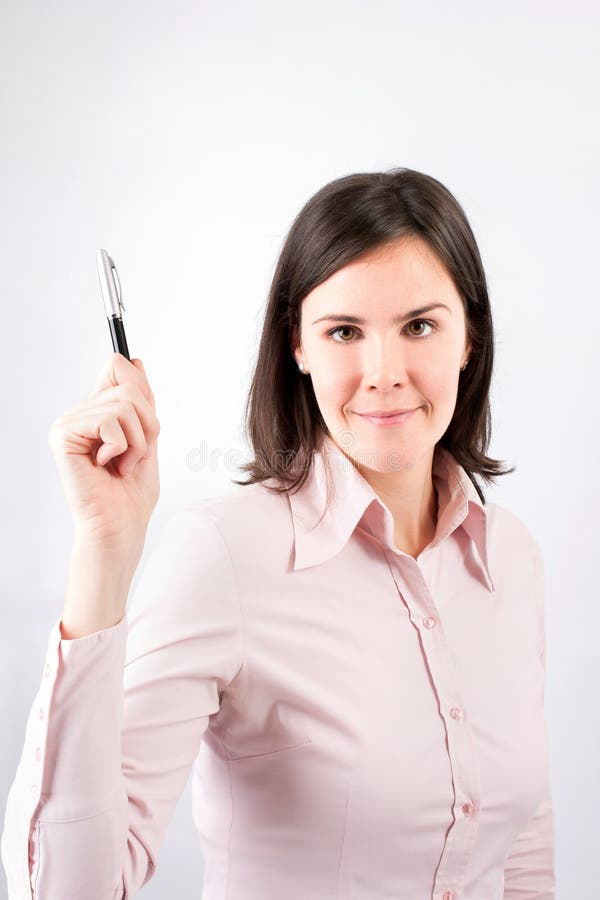 Business Woman Having a Good Idea. Stock Image - Image of cheerful ...