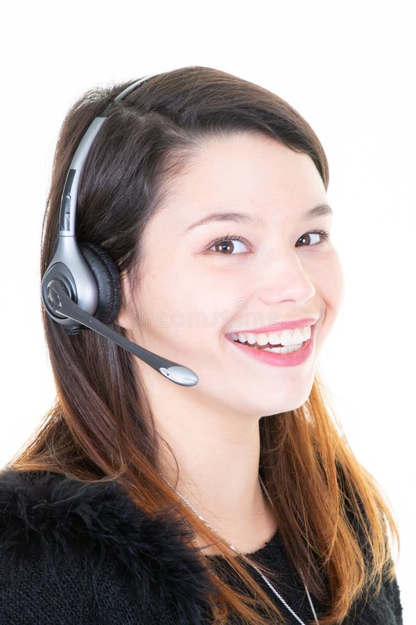 Business Woman with Headset Call Center Support Stock Image - Image of ...