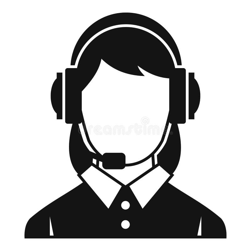 Business Woman with Headset Icon, Simple Style Stock Vector ...