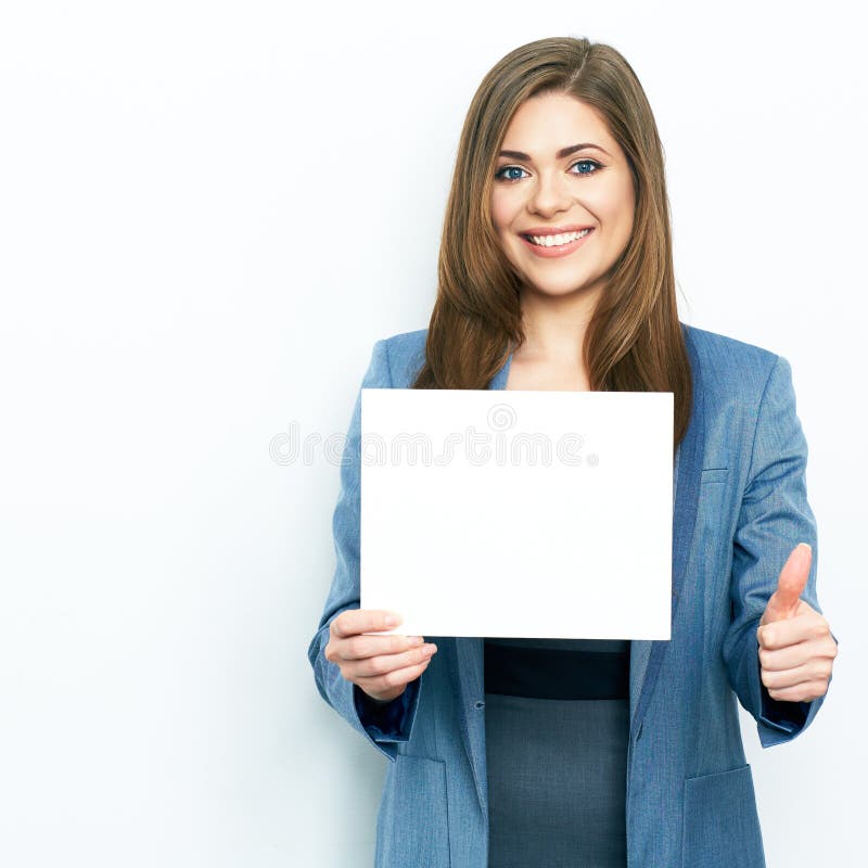 Business Woman Hold White Advertising Board.thumb Up Show Stock Image ... Business Woman Hold White Advertising Board.thumb Up Show Stock Image ...