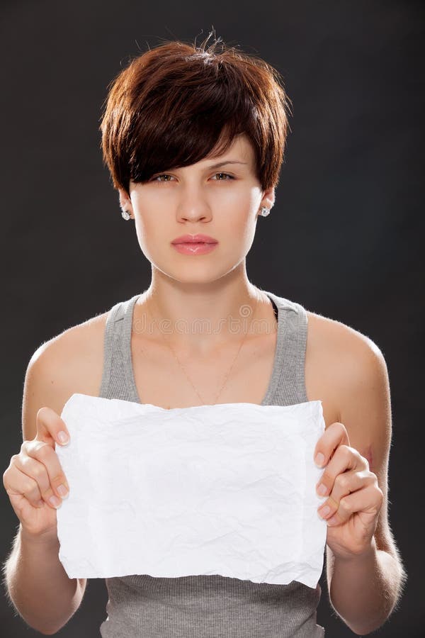 Business Woman Holding a Banner Stock Photo - Image of person ...