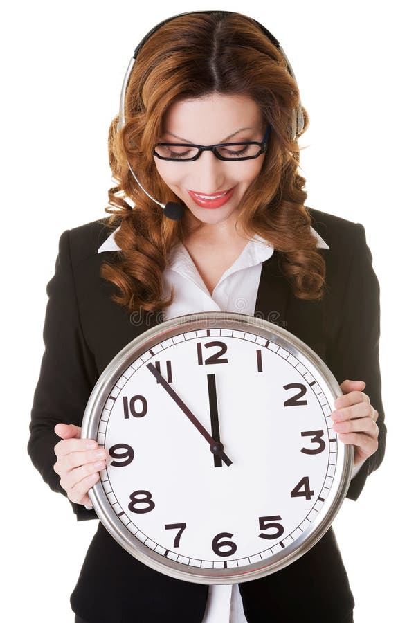 Business Woman Holding Big Clock. Stock Photo - Image of formal ...