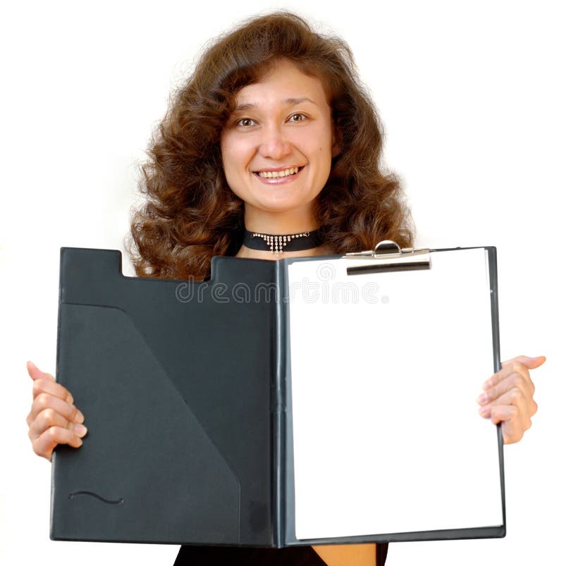 Business Woman Holding A File Folder Isolated Picture. Image: 845676