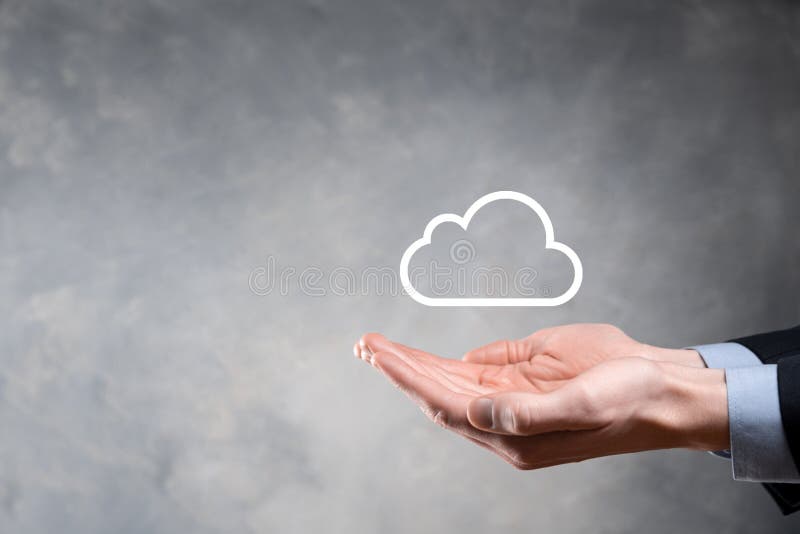 Business Woman Holding Icon Cloud Computing Network and Icon Connection ...
