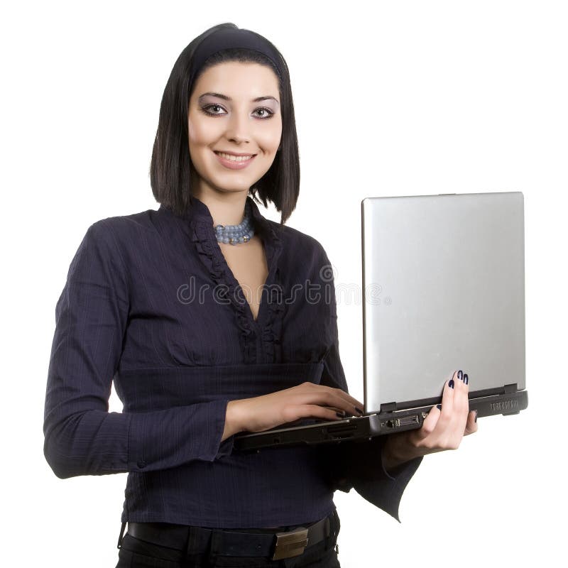 Business Woman Holding Laptop Stock Image - Image of person, girl: 11725217