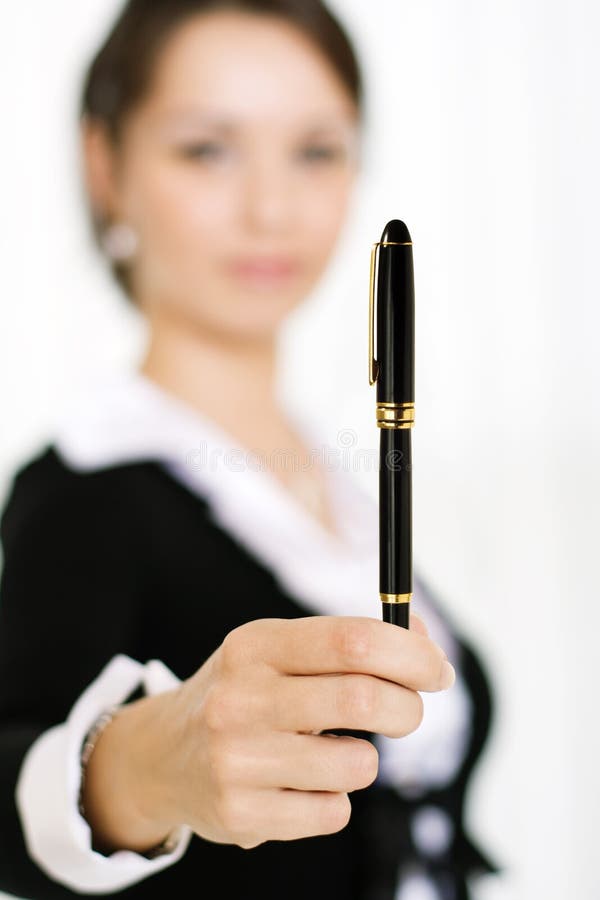 Business Woman Holding a Pen Stock Image - Image of note, human: 17009303