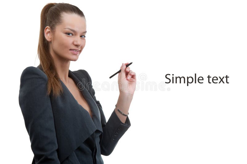 Business Woman Holding Pen in Her Hand Stock Photo - Image of female ...