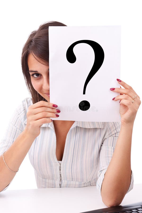 Business Woman Holding Question Mark Stock Photo - Image of ...
