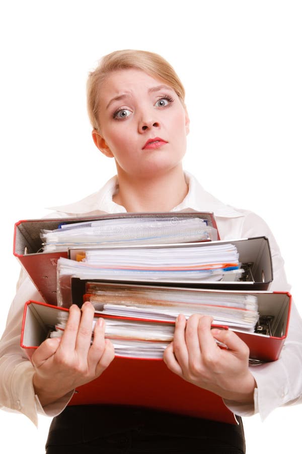 Young Overworked Business Woman Holding Stack Folders Documents Stock ... Young Overworked Business Woman Holding Stack Folders Documents Stock ...
