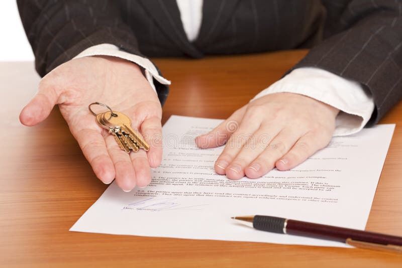 Business Woman Holds Key and Contract in Hands Stock Image - Image of ...