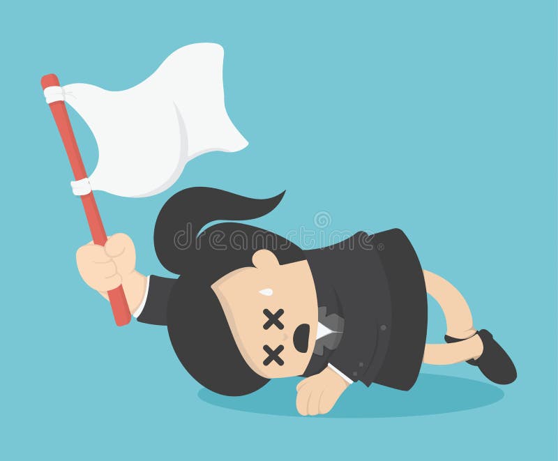 Surrender With White Flag Conceptual Vector Illustration Stock Vector ...
