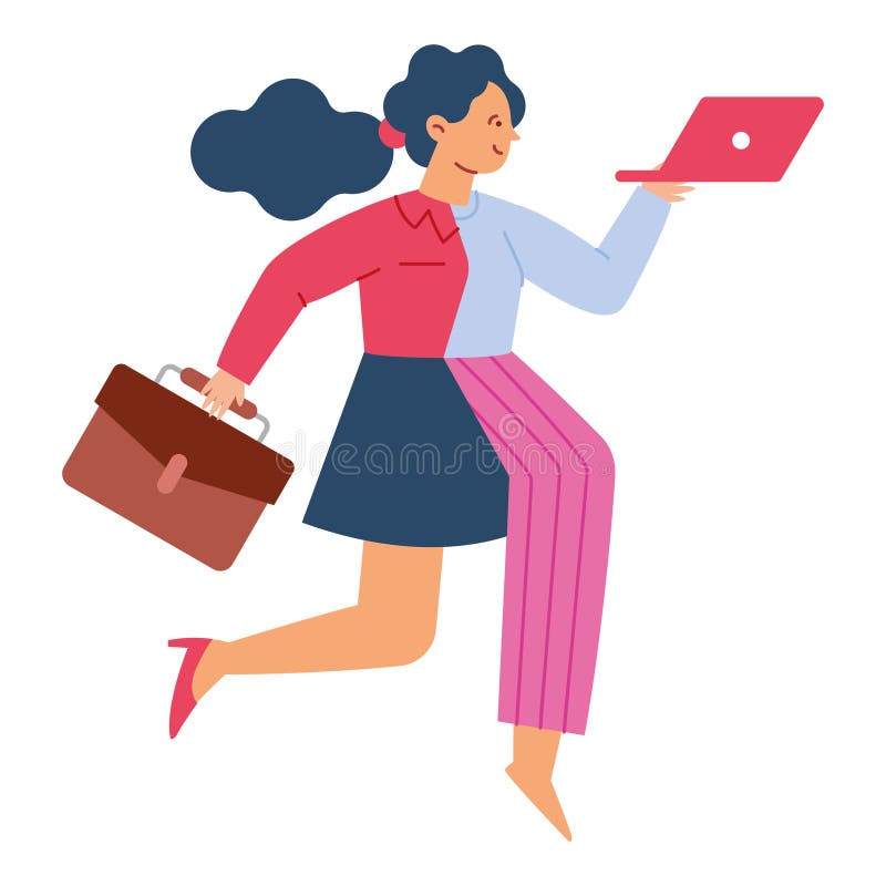 Business woman hybrid work stock vector. Illustration of employee ... Business woman hybrid work stock vector. Illustration of employee ...