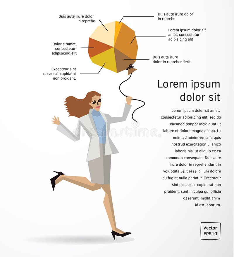 Business Woman Info Graphics Diagram Flat. Stock Vector - Illustration ...