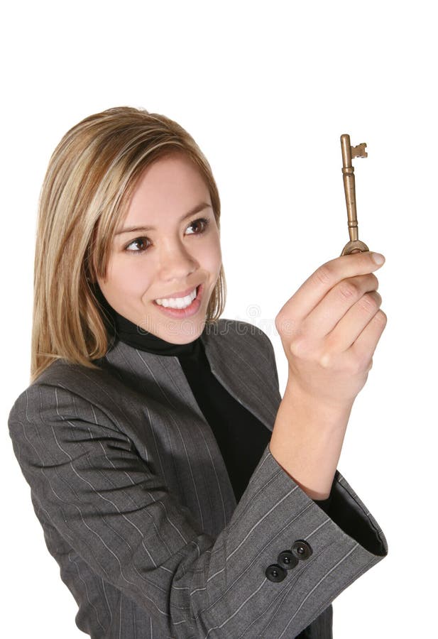Business Woman with Key stock photo. Image of lock, vintage - 2145798