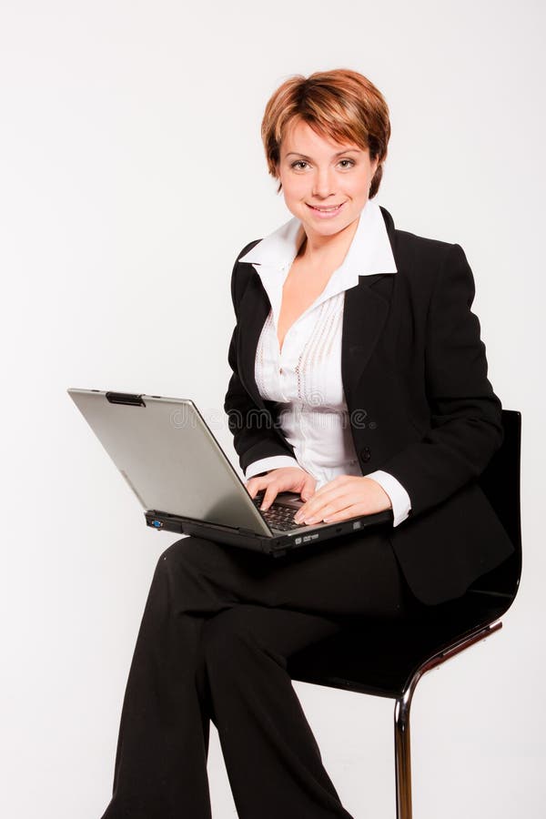 Business woman with laptop stock photo. Image of person - 17614990