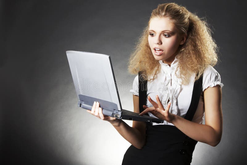 Business woman with laptop stock image. Image of businesswoman - 7682483