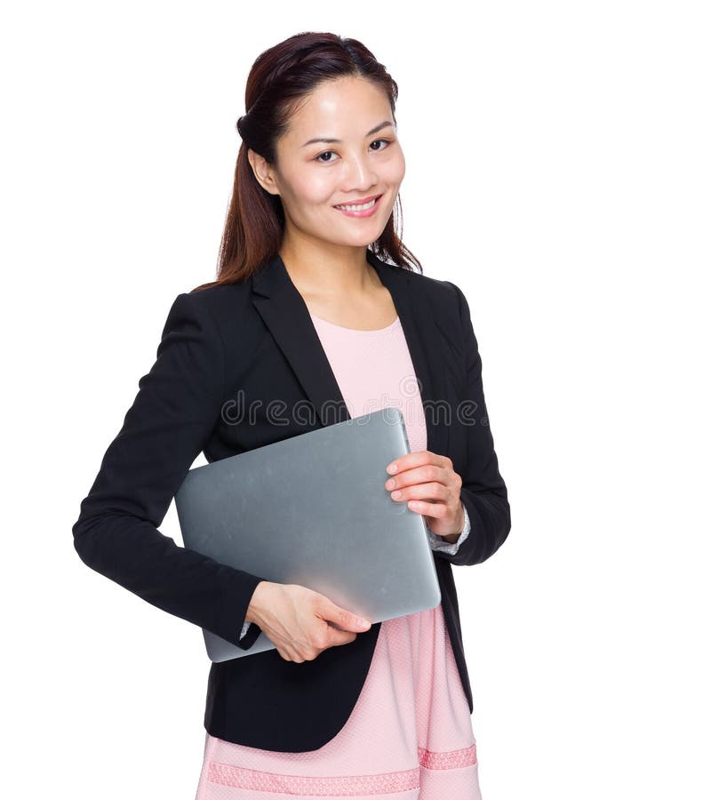 Business Woman with Laptop Computer Stock Image - Image of notebook ...